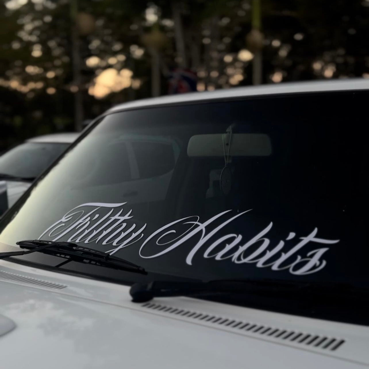 Filthy Habits Window Banner White – Filthy Habits 4x4